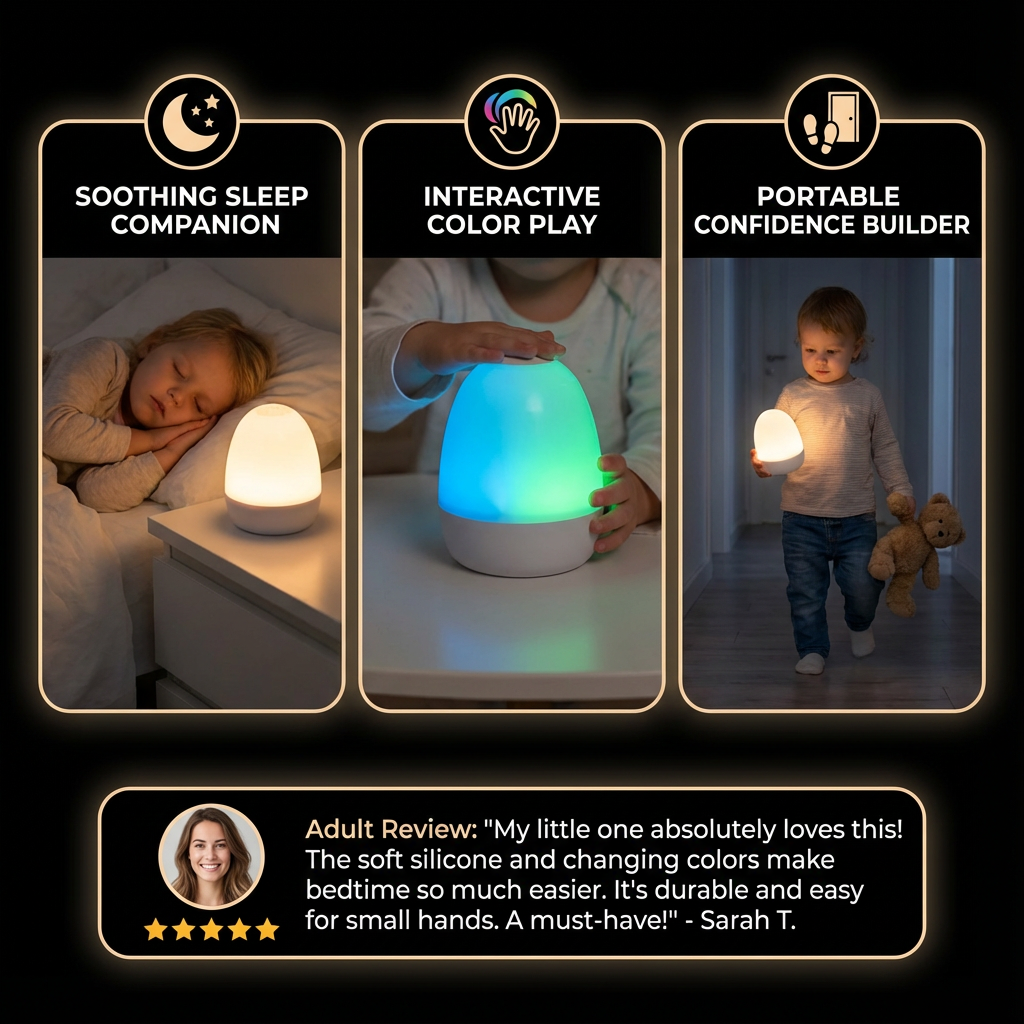 Egg-Shaped Silicone Night Light – Touch Control, 7-Colour Changing ...